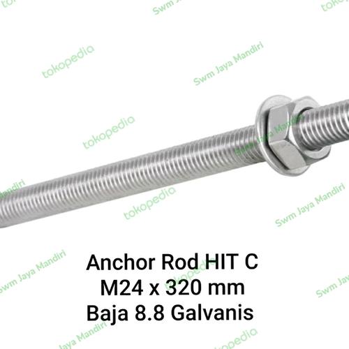 Jual anchor Rod HIT baja 8.8 galvanis putih m24 x 320mm + 1ring plat ...