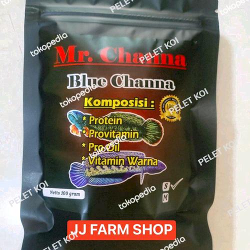 Jual pelet Mr Channa blue BIRU 100gram pakan ikan predator sangat bagus - kemasan 50gram ...