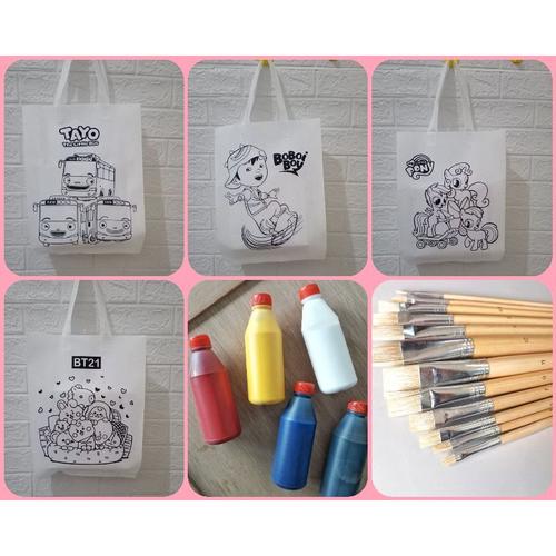 Jual Tas lukis anak Totebag mewarnai Tas spunbond lukis 40x29 - Paket ...
