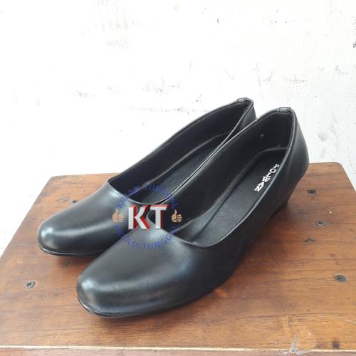 Jual Sepatu Wedges Formal Kantor 5cm Persit Bhayangkari PNS hitam dof ...