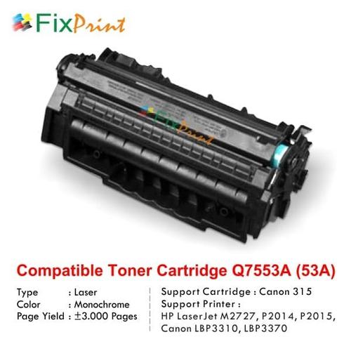 Jual Cartridge Toner Compatible Q7553A 53A Printer Laserjet P2015 M2727 ...