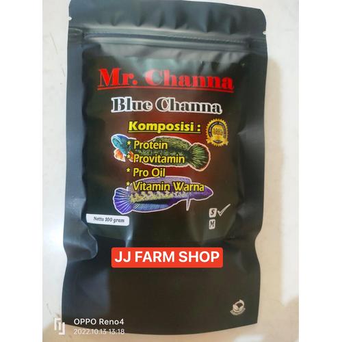 Jual Pelet Mr. Channa blue biru 100gram pakan ikan channa prefator fish - Mr channa BLUE ...