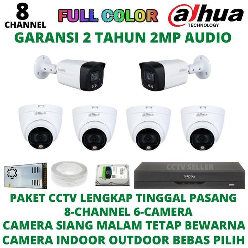 Promo PAKET CCTV DAHUA 2MP COLORVU AUDIO 8 CHANNEL 6 CAMERA FULL COLOR ...