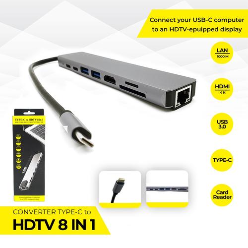 Jual Converter USB C Hub 8in1 / USB Hub TYPE C to HDMI USB Card Reader ...