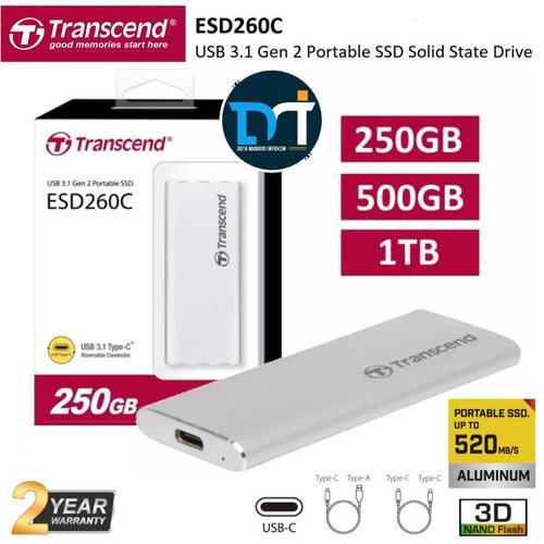 Promo Transcend ESD260C SSD 250GB 500GB 1TB Portable - USB 3.1 Gen 2 ...
