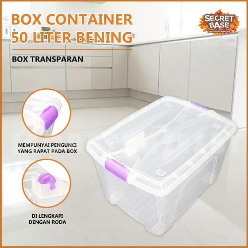 Promo BOX CONTAINER 50 LITER + RODA - Transparan / Clear / Bening ...