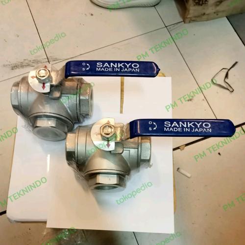 Jual Ball Valve 3 Way Sankyo SS316 Drat 1/4" inch - Jakarta Barat - PM TEKNINDO | Tokopedia