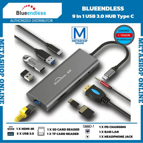 Jual BLUEENDLESS 9in1 USB 3.0 HUB HDMI 4K PD Charging RJ45 SD TF Card ...