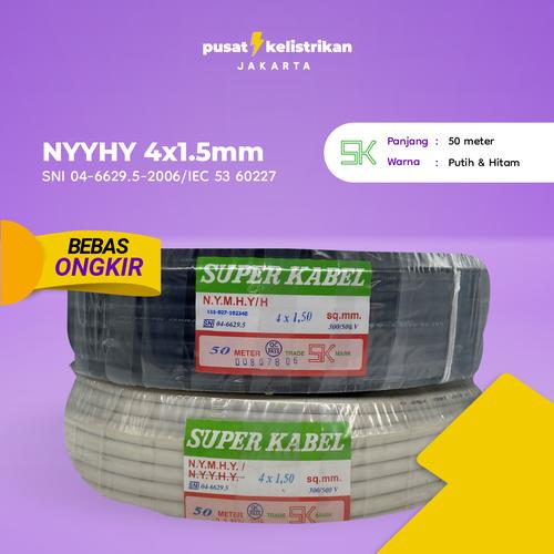 Jual Kabel NYMHY NYYHY 4X1,5 4X1.5 50 METER Super Kabel - Hitam ...