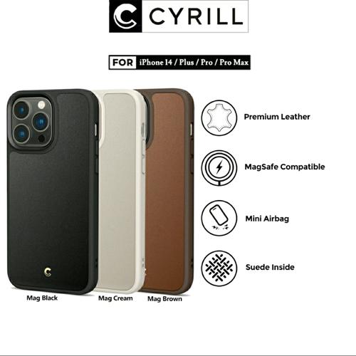 Jual Cyrill by Spigen Kajuk Leather Magsafe Case iPhone 14 Pro Max Plus - Brown, 14 Pro Max ...