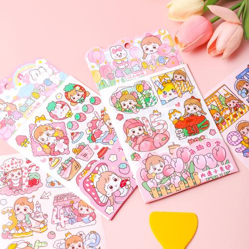 Jual Stiker 1 Set Import isi 16 Lembar Cute Scrapbook (Free Kape Stiker ...