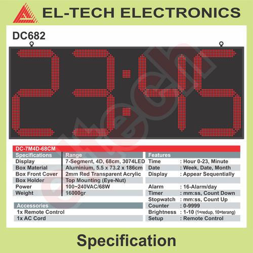 Jual 68cm Jumbo Giant Jam Dinding Digital Clock LED Date Tanggal Alarm ...