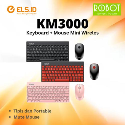 Jual Bundle Keyboard + Mouse Mini Wireless Robot KM3000 - BLACK - Kota Yogyakarta - Els Computer ...