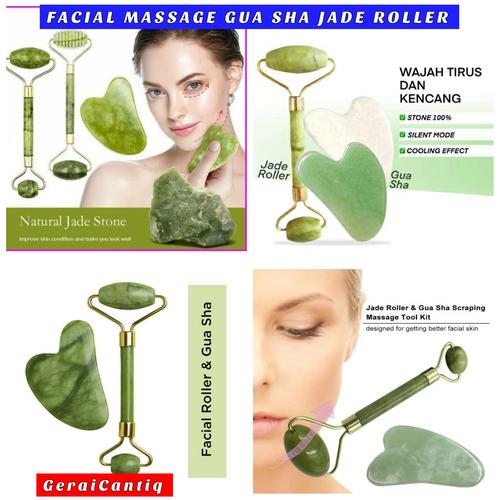 Jual GUASHA GUA SHA JADE ROLLER FACE MASSAGER PENGENCANG PENIRUS WAJAH ...