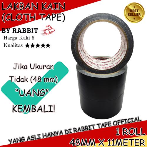 Jual LAKBAN KAIN HITAM 2 inch 48mm x 11 Meter / CLOTH TAPE BY RABBIT ...