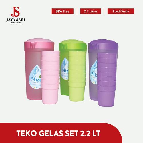 Jual teko plastik+gelas set 2,2liter technoplast/teko air plastik mizu ...