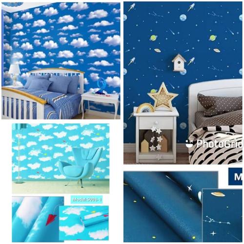 Jual Wallpaper Stiker Plafon Atap Rumah Motif Awan Dekorasi Kamar Pvc ...
