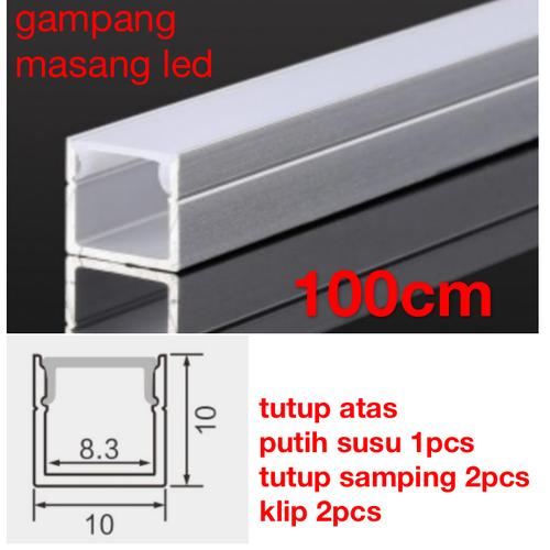 Jual u channel aluminium for led strip bahan tebal 1000*10*10mm ...