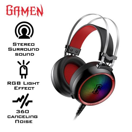 Jual GAMEN GH1200 Headset Gaming USB Input LED RGB Noise Cancellation ...