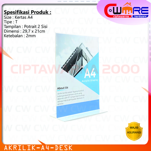 Jual Akrilik A4 Acrylic Papan Iklan Menu Kasir Usaha Kantor - Bening ...