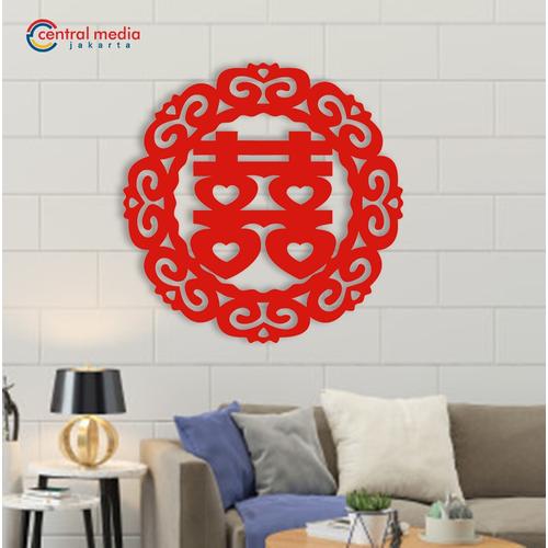Jual Backdrop Sign Logo Shuang Xi Kayu Sangjit Double Happiness Suang ...