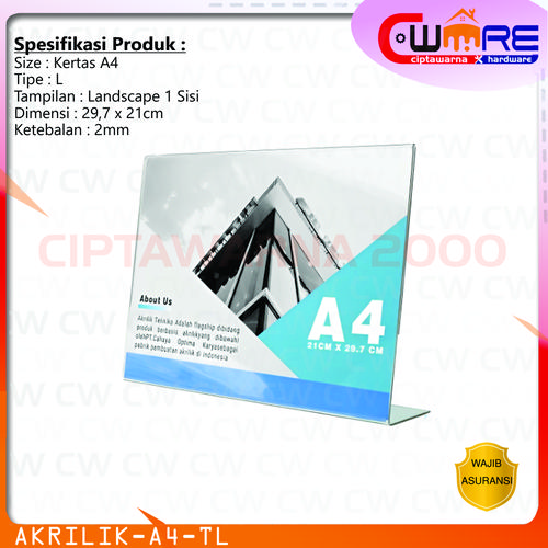 Jual Akrilik A4 Acrylic Papan Iklan Menu Usaha Kantor Landscape Tipe L ...
