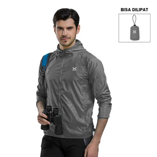 Jual Jaket Training Olahraga Water Resistant Lipat Pria Simple abu tua ...