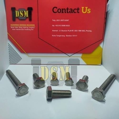 Jual SS 304 / Baut M20x50 / Hex Bolt Stainless M20 Pitch 2,5 Kunci 30 ...