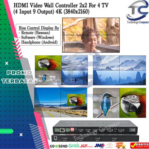 Jual 4K HDMI Video Wall Controller 2x2 Multiviewer 4 TV (4 Input 4 ...