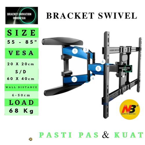 Promo bracket braket tv 85 80 75 70 65 60 58 55 50 Inch Full motion SIX ...