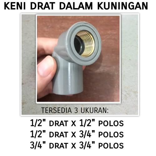 Jual Keni Drat Dalam Kuningan 1/2" 1/2" x 3/4" 3/4" inch Faucet Elbow ...