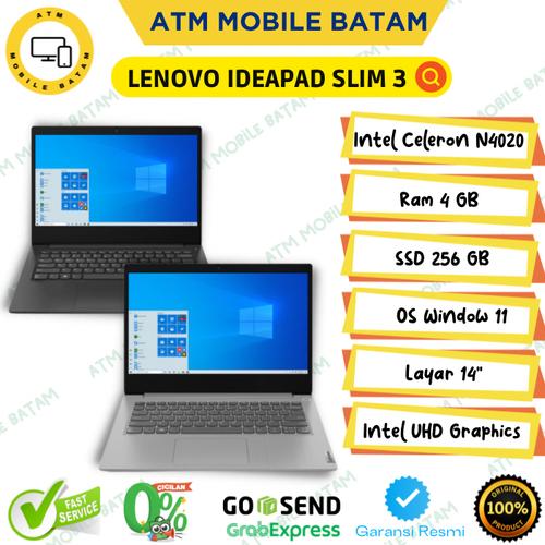 Jual Lenovo IP3 Slim 3i A2ID A3ID A4ID N4020/4GB/256GB SSD/14" HD/W11+OHS - Black - Kota Batam ...