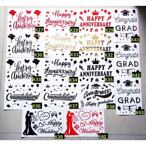 Jual Sticker balon bobo Happy Anniversary Wedding Graduation / Stiker ...