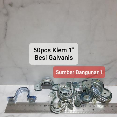 Jual Klem Besi 1" Galvanis (50pcs) plat pipa pralon penjepit penahan 1 ...