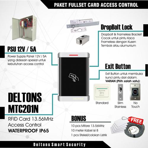 Jual Paket Card Access Control 1 pintu kaca, kunci kartu Deltons MTC201 ...