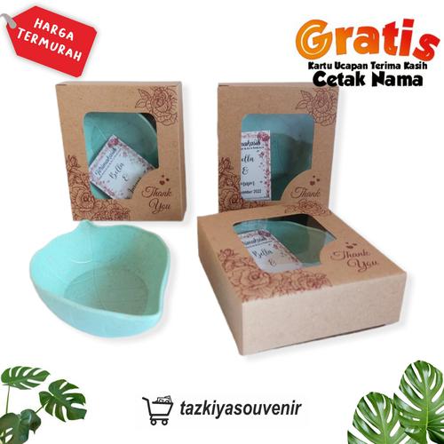 Jual Souvenir Mangkok Daun Kemas Box Free Kartu Ucapan Custom Nama ...