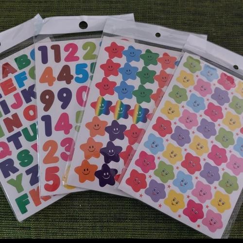 Jual Sticker Reward Smiley Colorful Stars Angka Huruf PER LEMBAR ...