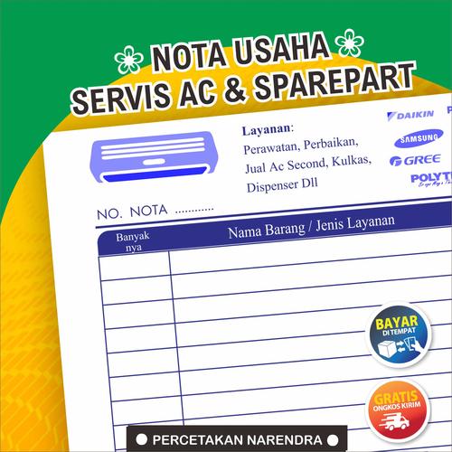 Jual Nota Servis AC Sparepart Grosir & Eceran 2 ply Rangkap - 1 Ply, Sparepart - Kab. Bojonegoro ...