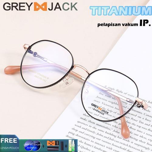 Promo Grey Jack Frame Kacamata Titanium Style Oval Bisa Minus New 86005 ...
