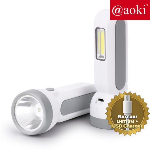 Jual AOKI Senter tangan mulftifungsi USB charger lhitium praktis 10W ...