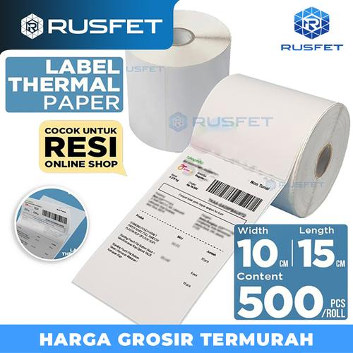 Jual Label Kertas Stiker Thermal 10x15 500 Resi Paper sticker RUSFET ...