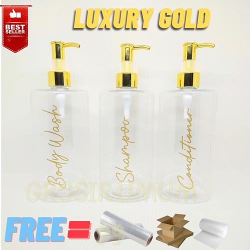 Jual Botol Sabun Cair Pump Clear Gold Aesthetic 500ml Luxury - LUXURY GOLD, HAND WASH - Kota ...