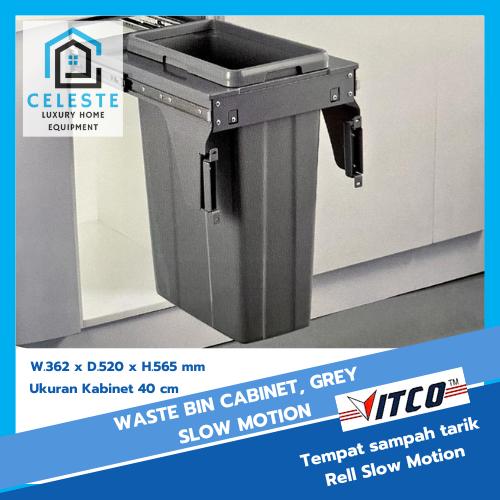 Promo VITCO Waste Bin Cabinet Grey Slow Motion/Tempat Sampah Dapur Rel ...