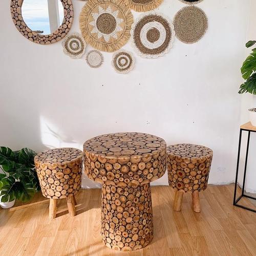 Jual Meja Kursi Stool Kayu Woodslice Meja Akar Kayu - Meja Full, 1 pcs ...