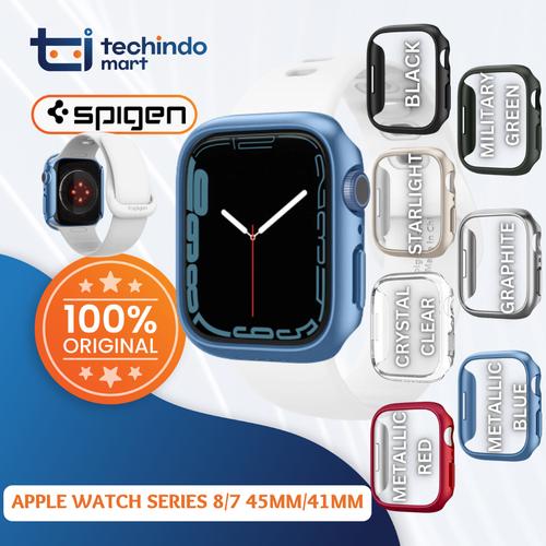 Promo Case Apple Watch 8 7 45mm 41mm Spigen Thin Fit Slim Hardcase PC Casing - BLACK, 45MM ...