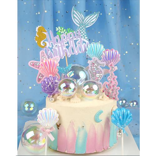 Jual Topper Cake Desain Mermaid Rumput Laut Ikan Hiu Ekor / Topper ...
