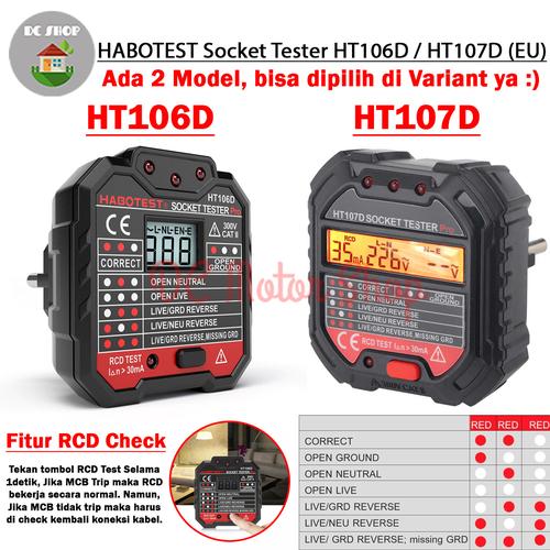 Jual Alat Uji Grounding HABOTEST Stop Kontak Voltage Tester HT106D ...