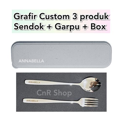 Jual custom Grafir sendok garpu stainless set box nama logo kado ...