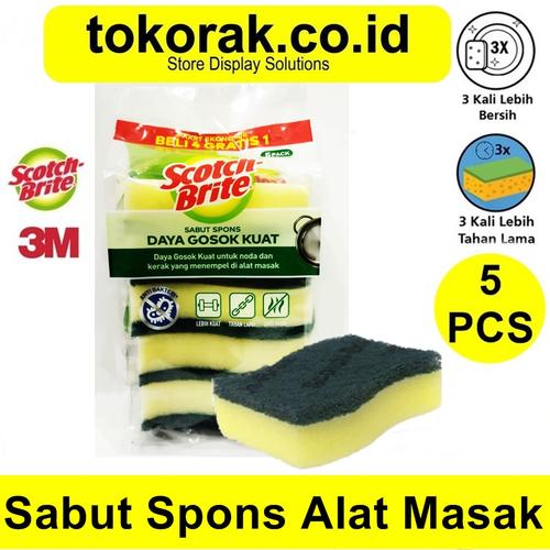 Jual 3M SCOTCH BRITE SABUT SPONS CUCI PIRING 5 PCS ID-30P5 - TAPAS BUSA ...