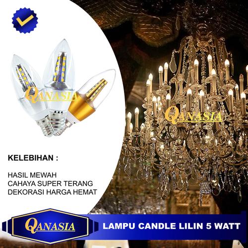 Jual LED Candle Lilin 5W Fitting E14 Lampu Gantung Hias 5 Watt Fiting E27 - E27 GOLD, PUTIH ...